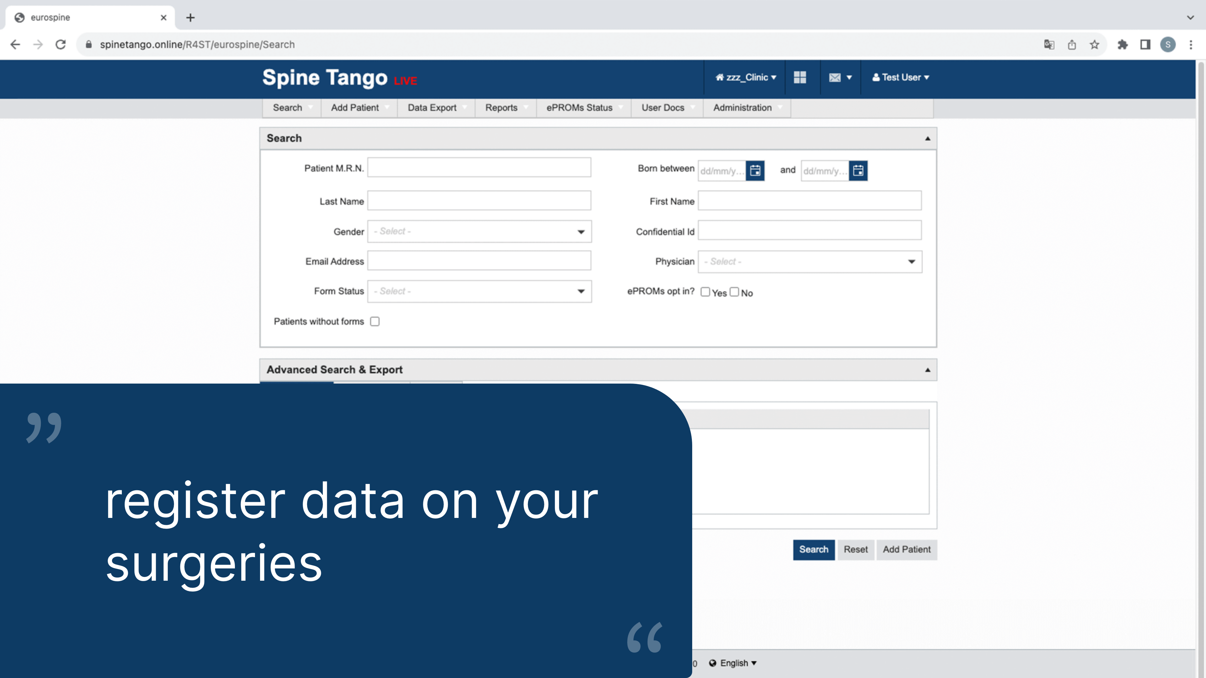 Spine Tango Spine Medical Registry